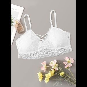 Tops | Plus Floral Lace Criss Cross Bralette | Poshmark